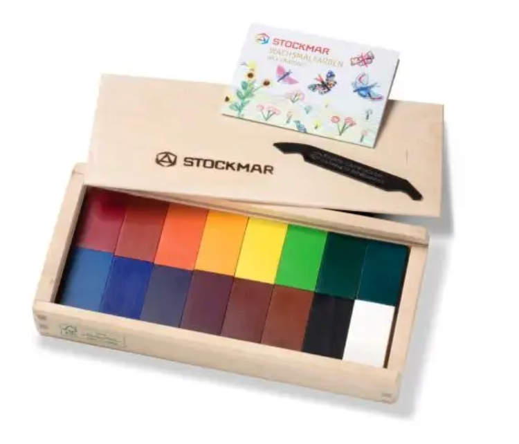 Stockmar Wax Block Crayons Wooden Box - 16 assorted colors-85035500 ...